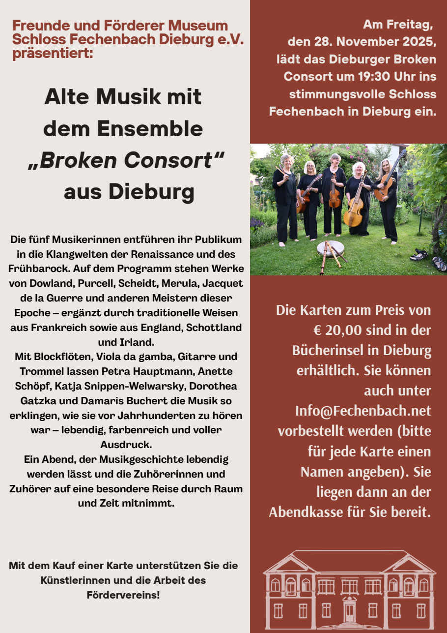 Alte Musik mit dem Ensemble „Broken Consort“ aus Dieburg | Stadt Dieburg
